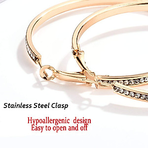 Cocadant 4 Pairs CZ 50mm Big Hoop Earrings Set for Women,Hypoallergenic Gold Hoop Earrings Silver Hoop Earrings Black Hoop Earrings for Women