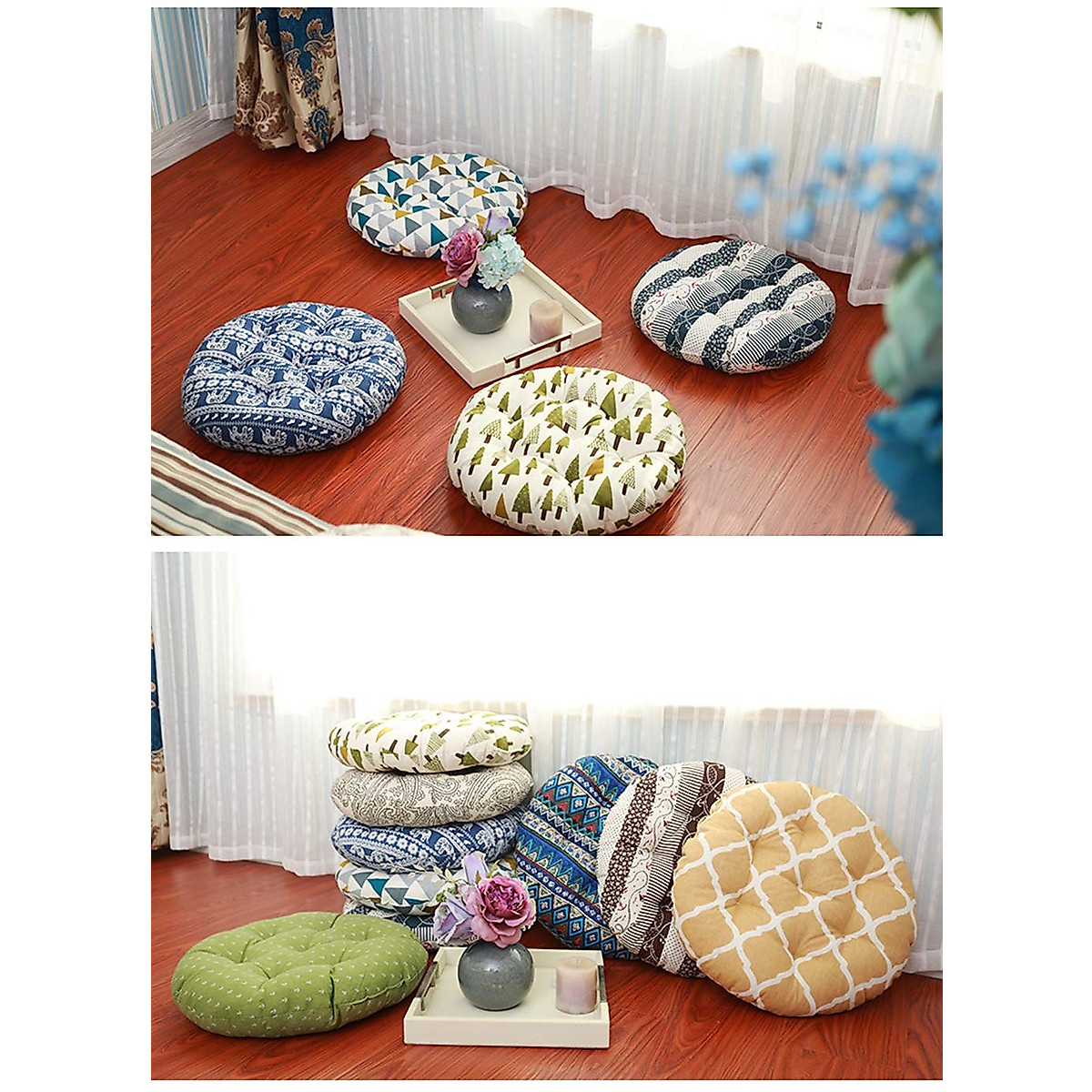 DadaA Cotton Chair Pads,Soft Seat Cushions Thicken Seat Pads Cushion Pillow for Office,Home or Car Sitting,Set of 2 (A)