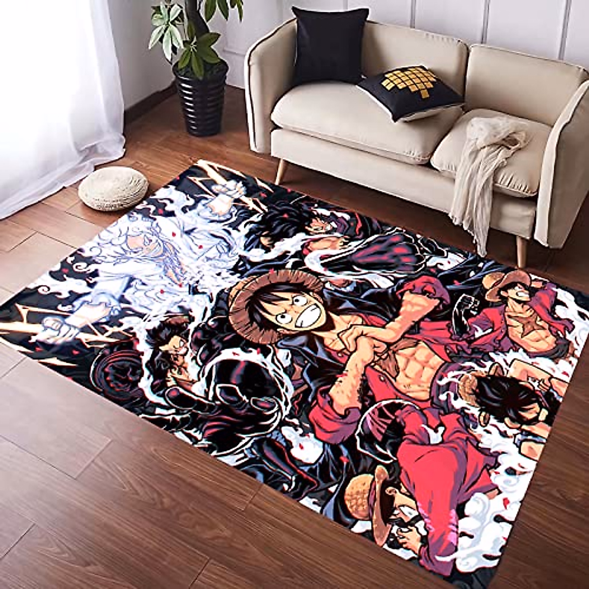 Anime Rug Non-Slip Locking Edge Carpet Thickened Large Size Door Mat, for Living Room Kitchen Hallway Bedroom Soft Machine Washable Floor Carpet