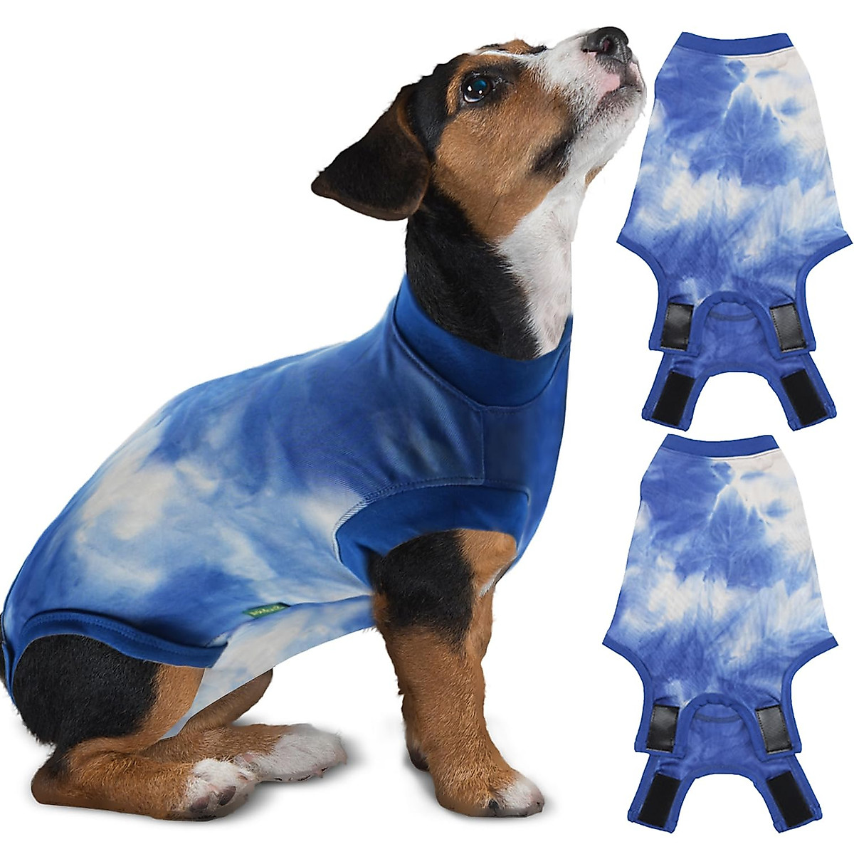 Sychien Dog Surgery Recovery Suit,Male Neuter Recovery Small Onesie Female Spay Cone Alternative Recovery Suit,Hoop & Loop Comfortable Surgical Bodysuit,Tie Dye Blue S