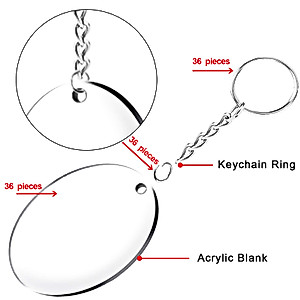 Duufin 108 Pieces Acrylic Keychain Blanks with Key Chain Rings 2 Inch Acrylic Round Ornament Blanks with Hole Clear Acrylic Circle Disc Blank for DIY Projects and Crafts
