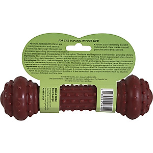 Pet Qwerks Bongo BarkBone - Nylon Dog Bone for Aggressive Chewers - Prime Rib Flavor - Large