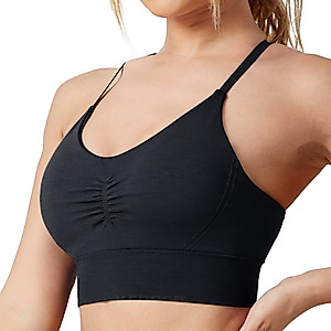 YEOREO Sports Bra Workout Tank Tops Crop Tops Criss-Cross Back Padded Yoga Bra