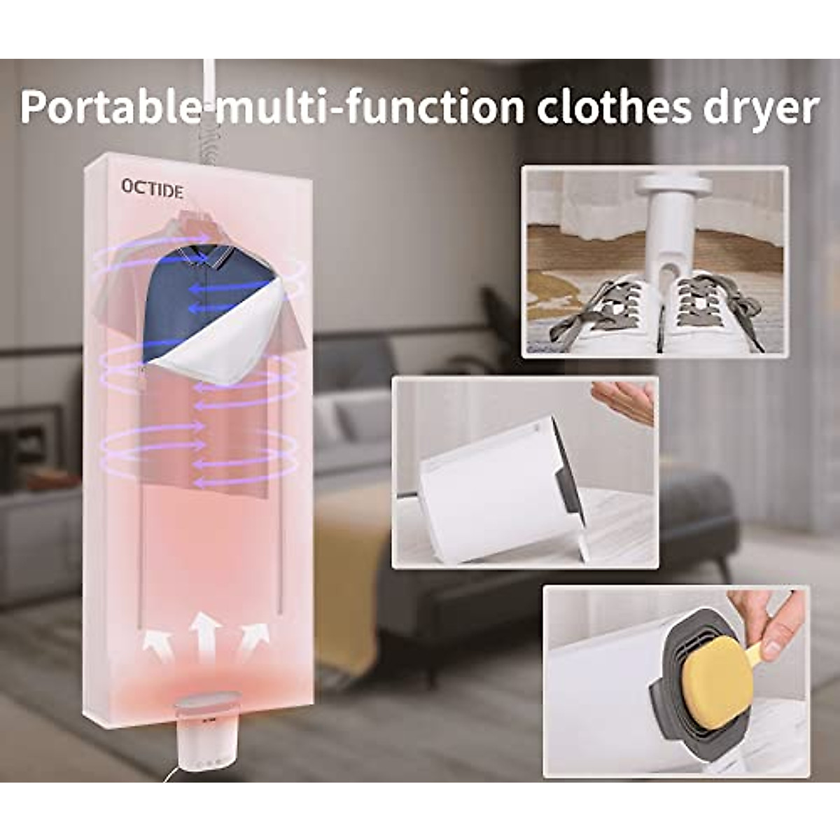 OCTIDE Multifunctional Portable Dryer, Shoe Dryer, Quilt Dryer, with Hand Warmer, Foldable, Intelligent Timing, Suitable for Home, Travel, Dormitory, 600W High Power.
