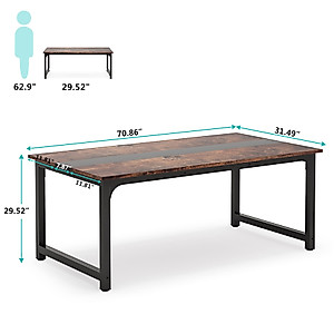 Tribesigns Conference Table, 6FT Meeting Seminar Table Rectangular Meeting Room Table, 70.8L x 31.5W x 29.5H, Brown/Black