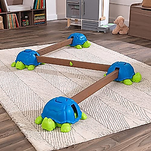 KidKraft Turtle Totter Wooden Adjustable Balance Beam for Toddlers with Squeaky Turtle and Wobble Board, Gift for Ages 2-5