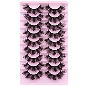 Mink Lashes Fluffy 20 MM Thick D Curl False Eyelashes Dramatic Long Strip Lashes Pack 6D Curly Wispy Full Fake Eyelashes That Look Like Extension by Goddvenus