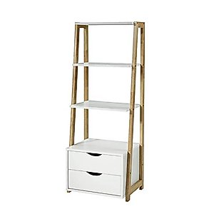 4D Concepts HEIDI BOOKCASE, White and Natural Wood