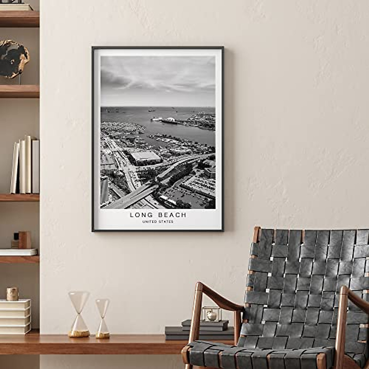 Dear Mapper Long Beach United States View Abstract Road Modern Map Art Minimalist Painting Black and White Canvas Line Art Print Poster Art Line Paintings Home Decor (Set of 3 Unframed) (12x16inch)