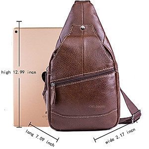 Chrysansmile Genuine Leather Shoulder Sling Backpack Bag Unisex Outdoor Crossbody Sling Pack Sport Daypack One Size