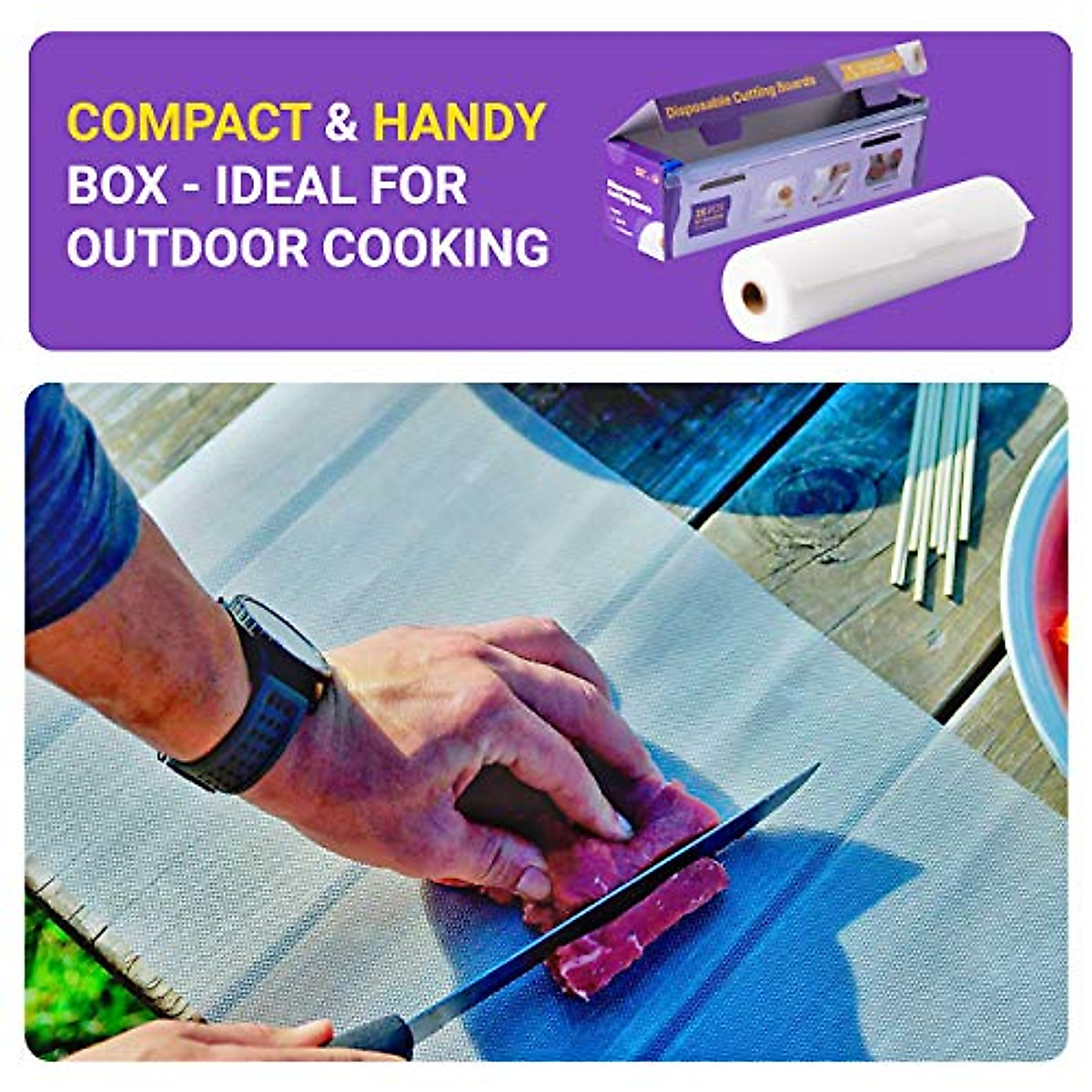 Disposable Plastic Cutting Board Sheets for BBQ & Camping – Large Flexible Chopping Boards – Cutting Mats for Kitchen and Outdoor 32'