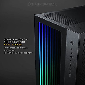 MagniumGear (MG-NE620QI_DBK02) NEO Qube 2 IM, Dual Chamber ATX Mid-Tower, Digital-RGB Infinity Mirror Front Panel, Front I/O USB Type C, Tempered Glass Panels, Black