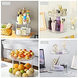 2 Tier 360 Rotating Makeup Organizer, Spinning Organizer Tiered Lazy Susan Turntable for Skincare, Cosmetic, Perfume, Kitchen Storage