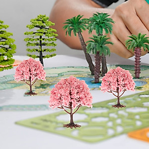 Angoily 10pcs Miniature Flower Tree Model Train Scenery Architecture Cherry Blossom Trees Mini Fake Trees for DIY Sand Table Crafts Building Model Scenery Landscape Ornaments