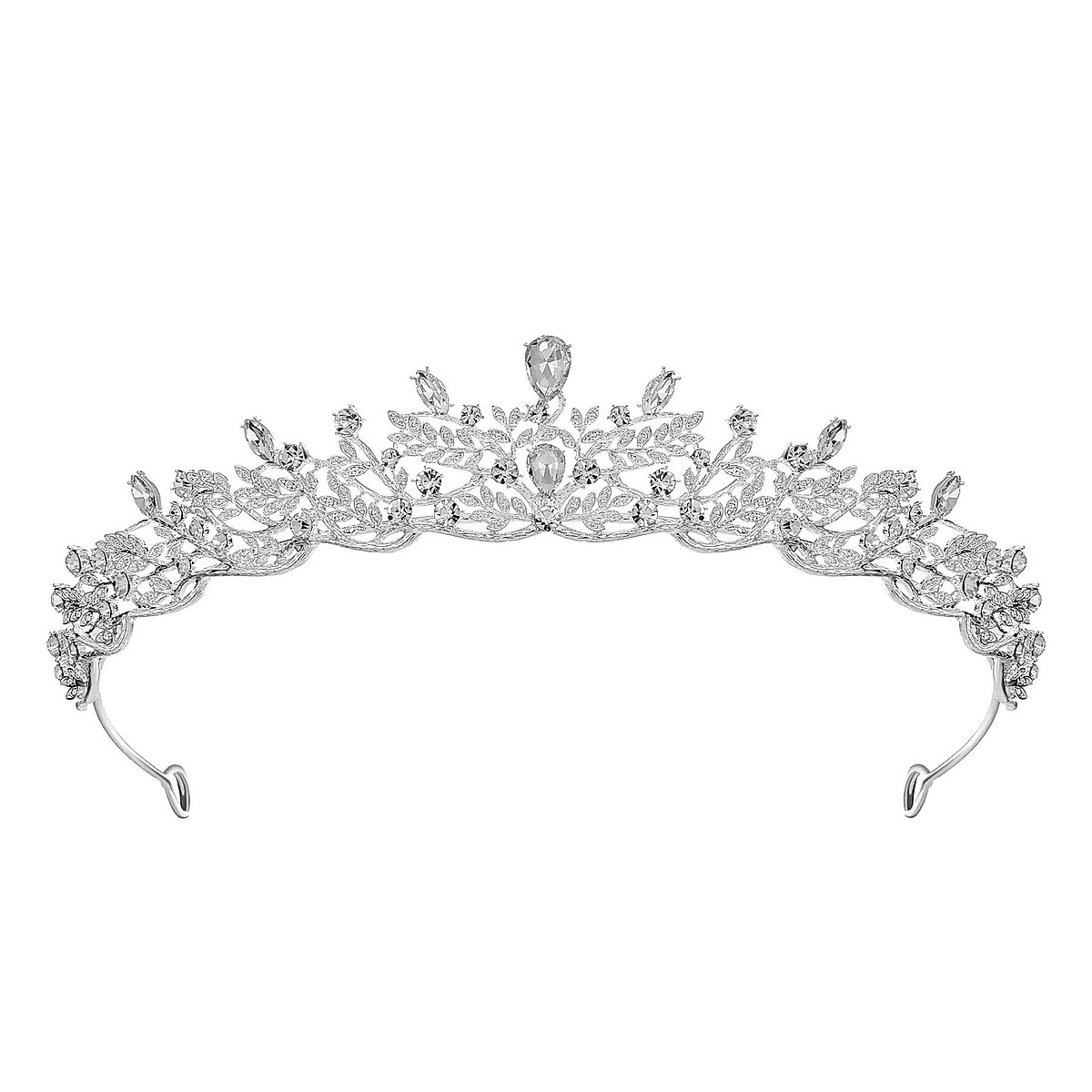 SWEETV Silver Tiara Crown for Women,Princess Tiaras for Girls,Crystal Retro Hair Accessories for Wedding Birthday Prom Pageant Quinceanera