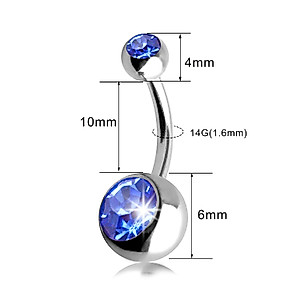 Outee 30 Pcs 14G Belly Button Rings for Women Belly Bars Stainless Steel Navel Piercing Jewelry