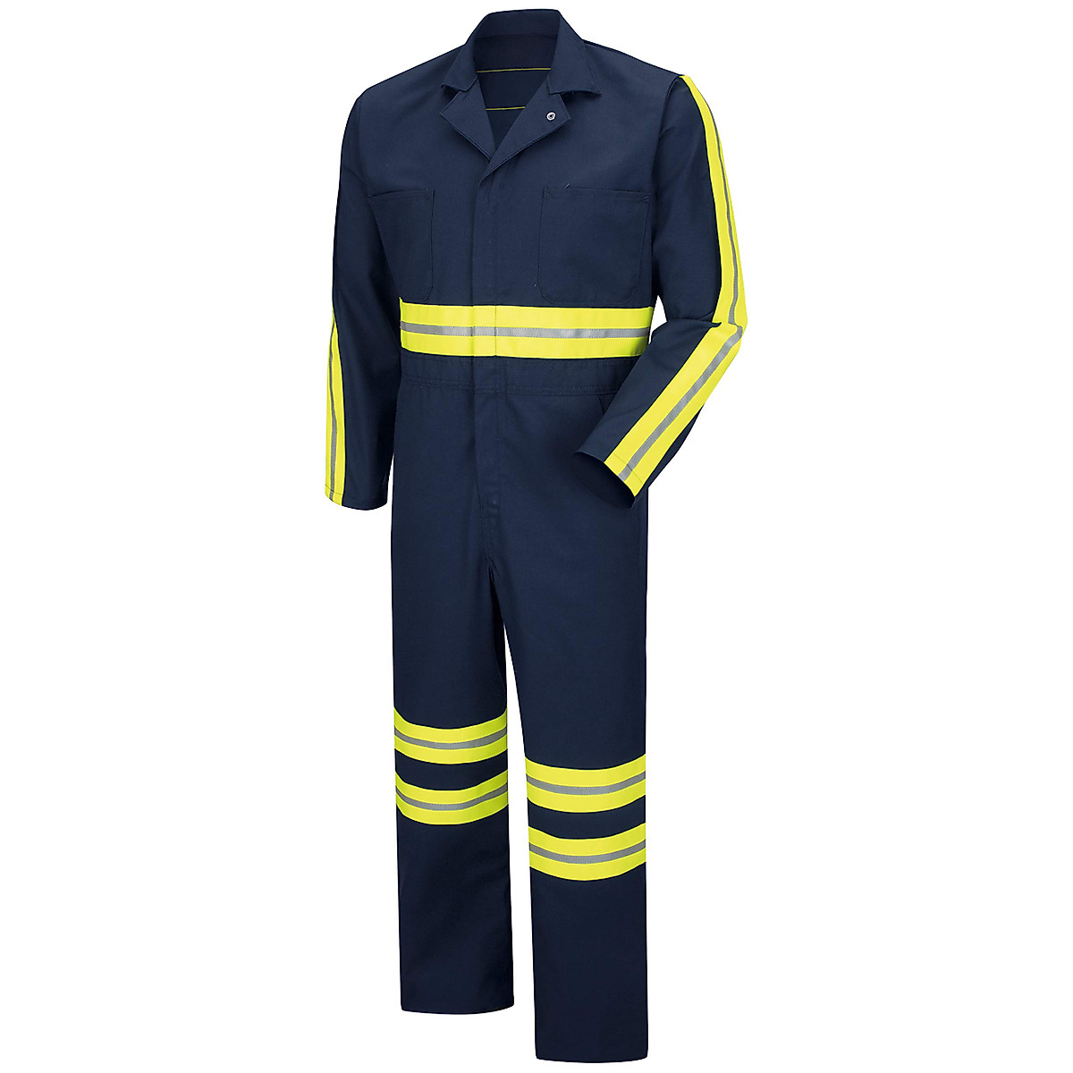 Red Kap mens Enhanced Visibility Action Back Work Utility Coveralls, Navy With Yellow/Green Visibility Trim, 44 US