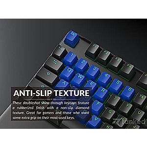 Ranked Rubber Keycap Set | Double Shot Translucent | OEM Profile for Mechanical Gaming Keyboard (Dark Blue, 23 Keys)