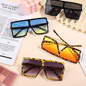 URATOT 8 Pieces Oversized Square Sunglasses Big Women Sunglasses Retro Flat Top Fashion Shades Sunglasses