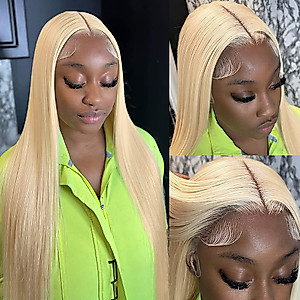 MYDIVA 613 Lace Front Wig Human Hair Straight 13x4 Blonde Lace Front Wigs Human Hair 180% Density 613 HD Lace Frontal Wig 20 inch Blonde Glueless Wigs Human Hair Pre Plucked