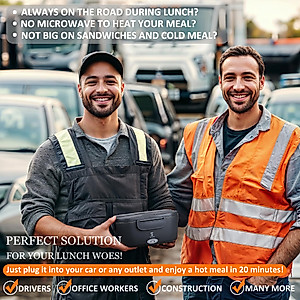 STN Electric Lunch Box 80w Heated Lunchbox For Adults,12/24/110V Warming Lunchbox for Car/Truck/Office with 2x1.5L Stainless Steel Containers,10L Insulated Bags,Big Cutlery Set