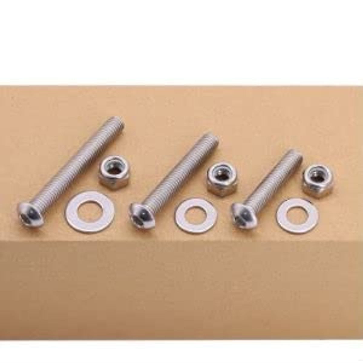 1/4"-20 x 3/4" Stainless Steel Button Head Socket Cap Screws with Hex Locknuts and Flat Washers, 304 Stainless Steel, Full Thread, Coarse Thread, 15 Sets