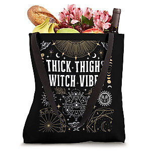 Thick Thighs Witch Vibes Witchy Wicca Funny Gym Quote Tote Bag