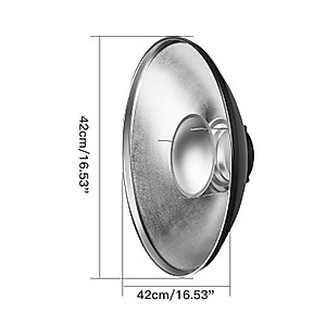 Soonpho 16 inch/42cm Standard Reflector Beauty Dish with Honeycomb Grid, Diffuser Sock and Bag,for Bowens Mount Studio Strobe Flash Light Like Neewer VC-400HS VE-300 Godox AD200 AD180 AD360(Silver)