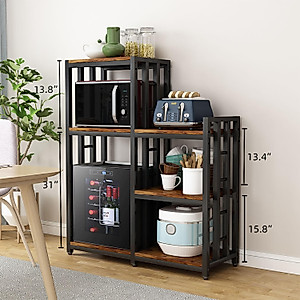 BRIGHTSHOW Kitchen Storage Shelf Bakers Rack, 6-Tier Coffee Bar Table, Kitchen Microwave & Mini Fridge Stand Shelves for Spices, Pots and Pans (52 x 40 x 17.5inch)