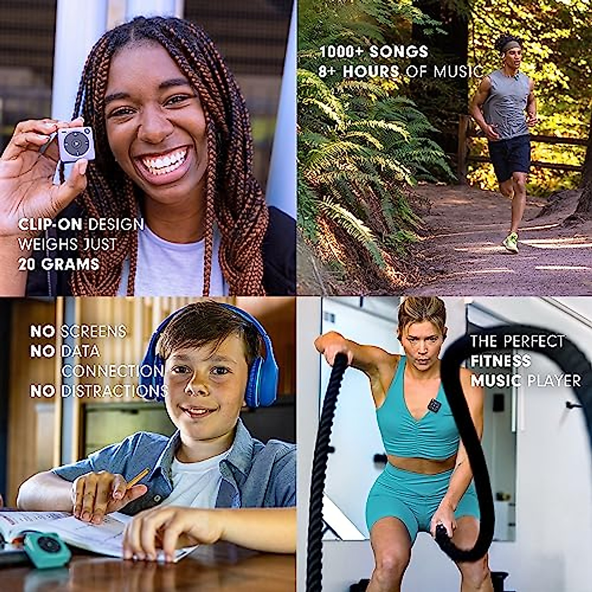 Mighty 3 Spotify & Amazon Music Player - Compatible with Bluetooth & Wired Headphones - 1,000+ Song Storage - Screen Free Music Player - No Phone Needed - (Black)