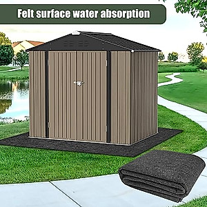 YEXEXINM 8x6.2 FT Outdoor Storage Shed Mat-Waterproof Dustproof Outdoor Carport Mat- Backing Prevents Liquid Penetration，Anti-Slip Patio Furniture Floor Mat for Protect Storage Shed Floor，Grey