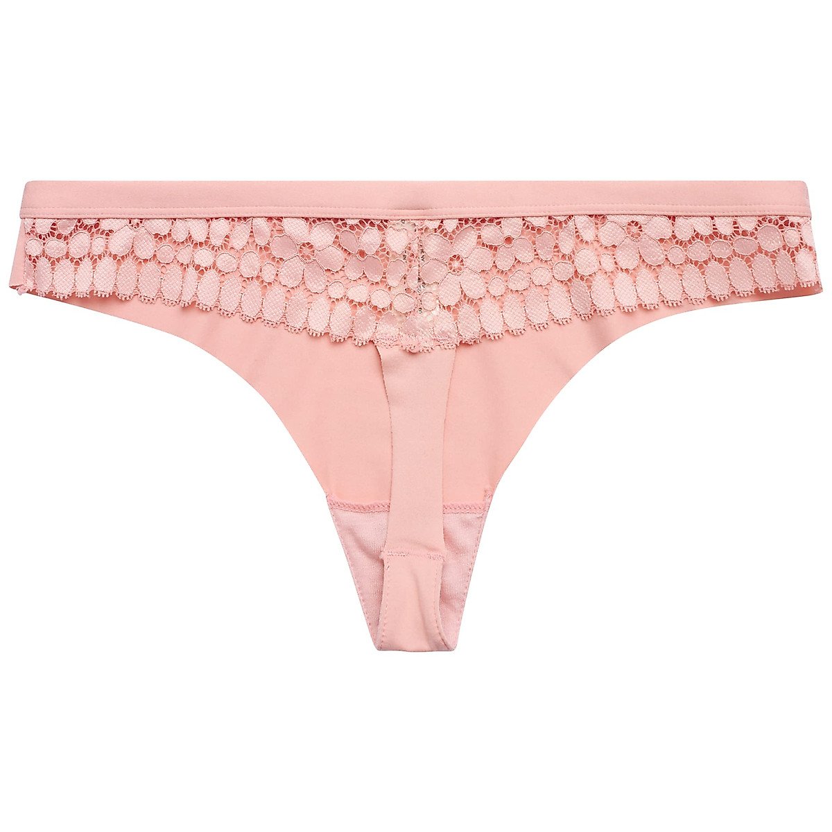 Jessica Simpson Women's Thong Panties - 6 Pack Seamless Lace Microfiber Underwear for Women, Size Small, Brunette/Mellow Rose/Jet Black