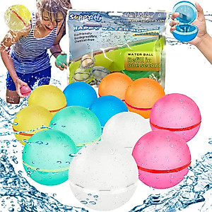 KISKISBY Reusable Water Balloons Water Bombs Splash Ball Quick Fill Self-Sealing Silicone Refillable Water Balls Outdoor Activities Summer Toy Pool Beach Water Games Toys for Kids ages 4-12 (12 Pcs)