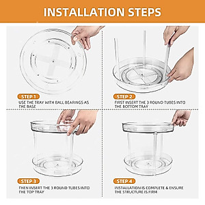 TOOCUST Lazy Susan 2 Tier Bathroom Organizer Countertop, 9 Inch Clear Spice Rack, Acrylic Lazy Susan Turntable for Cabinet, 2 Tier Countertop Organizer, Perfume Organizer, Medicine Cabinet Organizer