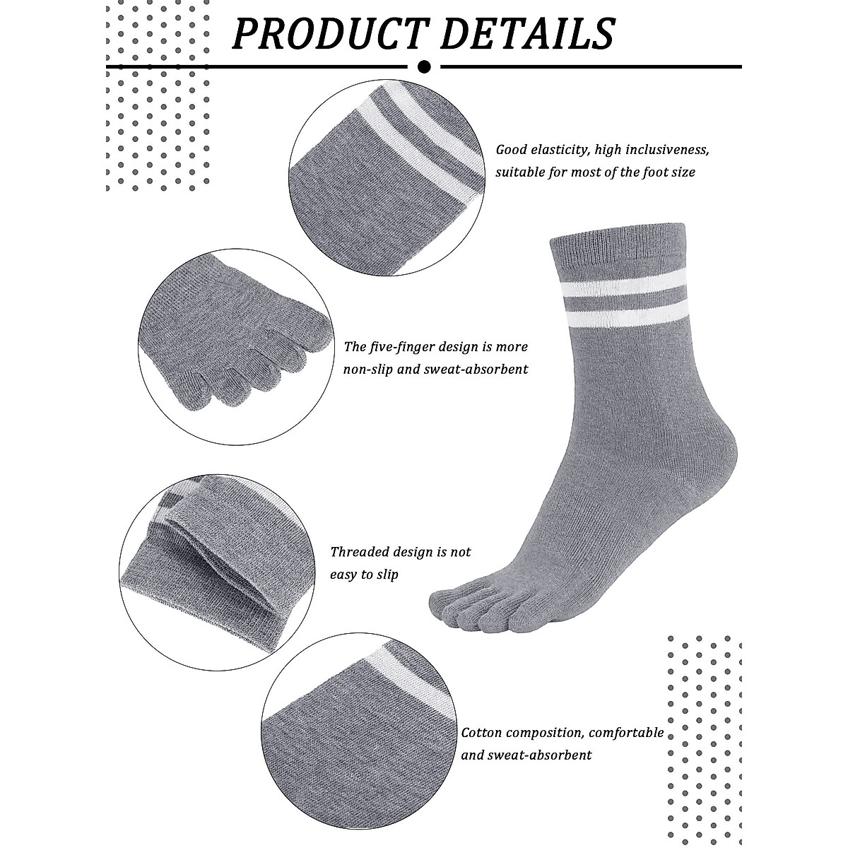 Zhanmai 6 Pairs Women Toe Socks Cotton Five Toe Socks for Running Toe Separator Socks Breathable Athletic Sock for Women Men (Multicolor)