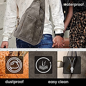 Flovey Sling Bag for Women Small PU Leather Crossbody Fanny Packs with Jacquard Wide Strap Hiking Cycling Travel Daypack