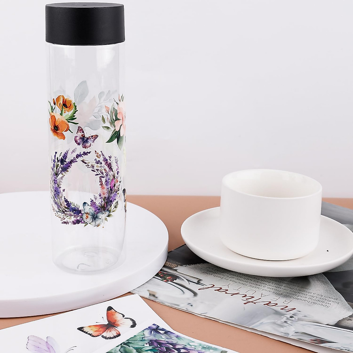 10 Sheets DTF Cup Wrap Transfer Stickers, Colorful Rub On Transfer Stickers Butterfly DTF Transfer Sticker Floral Cup Wrap Transfer Stickers for 16oz Glass Cup Handmade Crafts