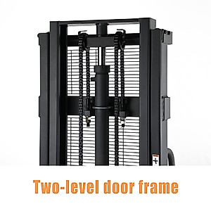 APOLLO Semi-Electric Stacker Pallet Jack Straddle Legs Forklift 3300lbs Capacity 98" Lifting Height with Adjustable Forks for Material Lift