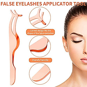 Yiwoo 5 Pieces Eyelash Applicator Tool，False Eyelashes Applicator,Eyelashes Tool,Eyelashes Curlers,Curved Eyelash Curler(Rose Gold）