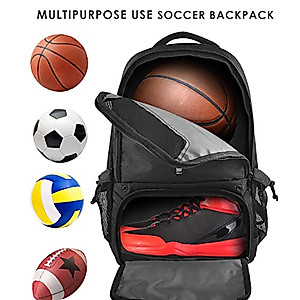 BROTOU Soccer Bag, Basketball Backpack with Ball Compartment, Soccer Backpack for Basketball/Volleyball/Football, Large Capacity Sports Equipment Bags for Men/Women (Black new)