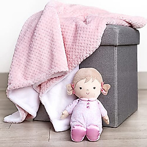 Little Me 2-Ply Reversible Baby Blanket with Thank Heaven for Little Girls Embroidery (Pink, 30x40)