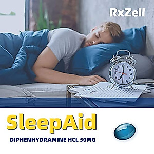 RXZELL Sleep Aid, Diphenhydramine HCl 50mg, 220 Softgels - Fall Asleep Faster, Deeper Restful Sleeping, Non Habit-Forming