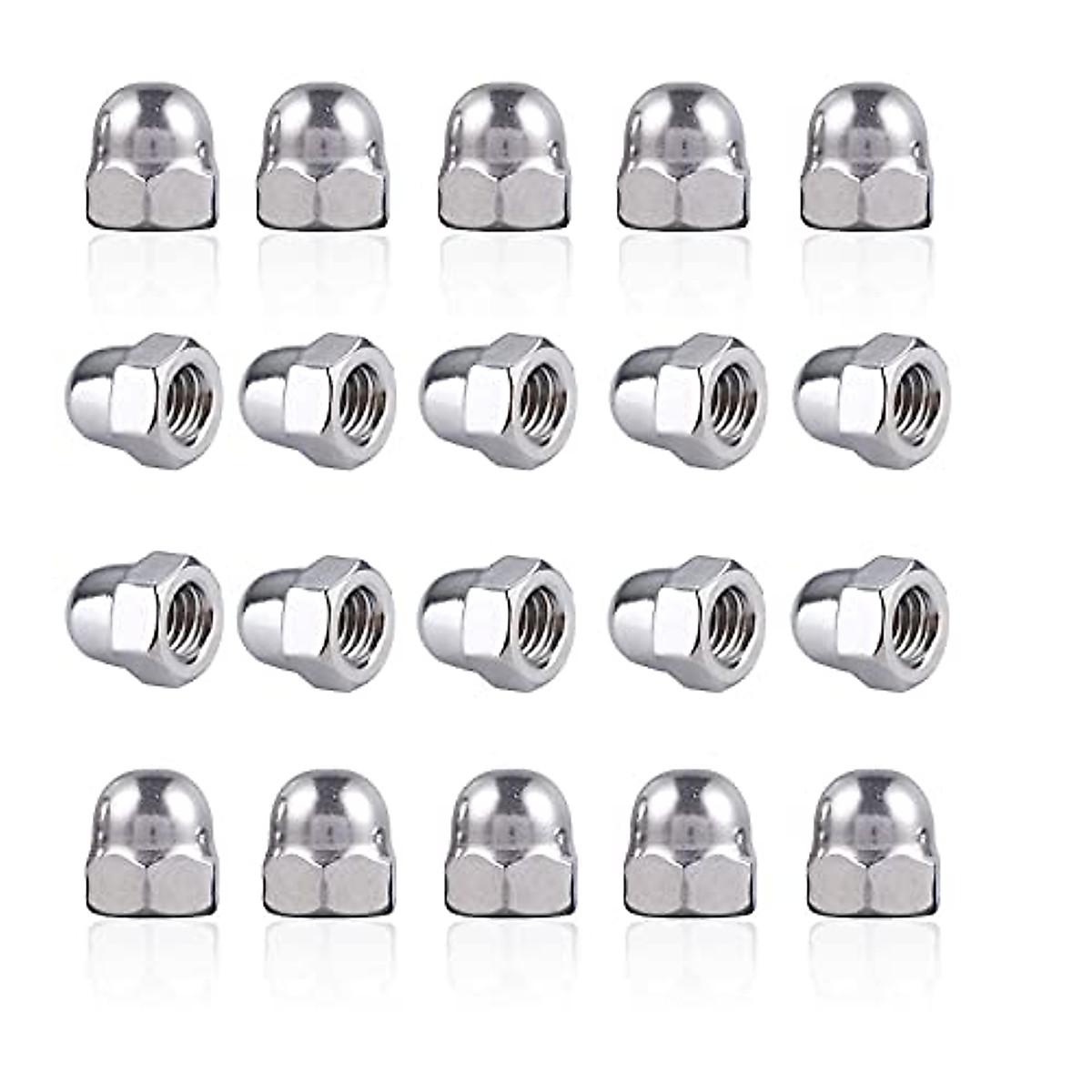 binifiMux 100pcs M4-0.7mm Acorn Cap Nuts, 304 Stainless Steel / A2-70/18-8, Plain Finish, DIN1587