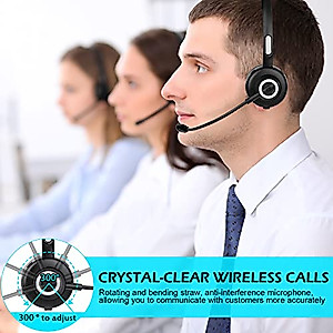 Heroanky Bluetooth Headset, Car Wireless Headset with Microphone Charging Base, Trucker Bluetooth Headset V5.0 Noise Canceling Hands Free Headphone for Home Office Call Center Skype