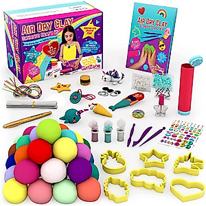 GirlZone Air Dry Clay Ultimate Craft Kit, Over 100 Piece Kids Modeling Clay Set, Air Dry Clay for Kids with No Baking Required, Arts & Crafts for Girls Age 3+ (Regular Size)