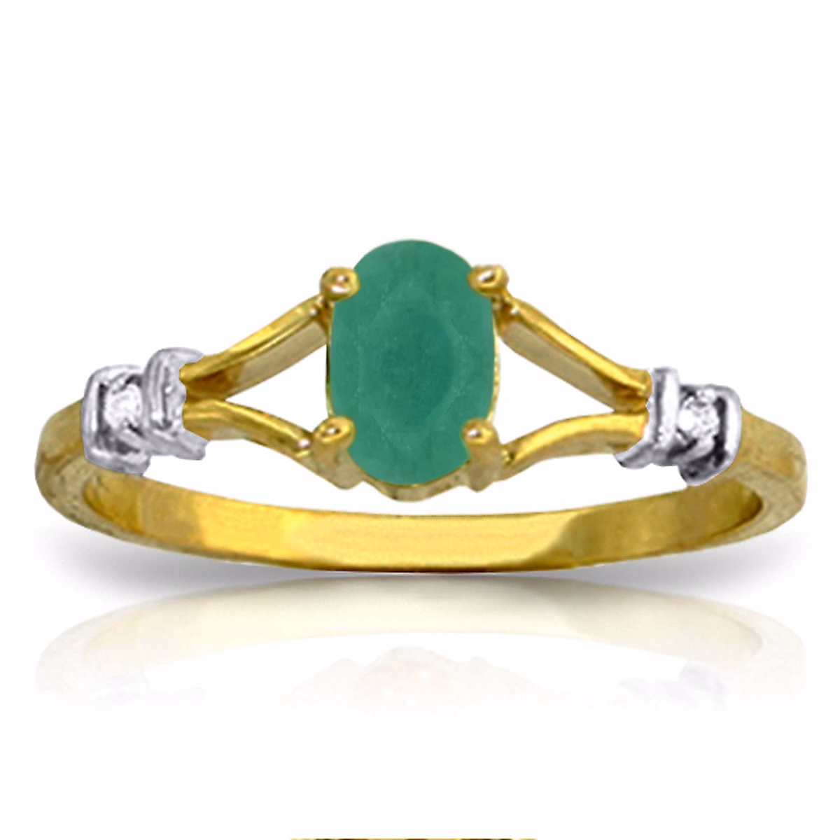 Galaxy Gold GG 14k Yellow Gold Ring w/Natural Diamonds And Emerald - Size 10.5
