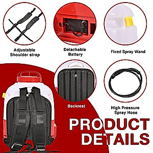 CENCANON 3 Gallon Battery Powered Backpack Sprayer Electric Garden Pump Sprayer W/Time Long-Life Battery and Spray Telescope Wand and Multiple Nozzles for Spraying Cleaning.