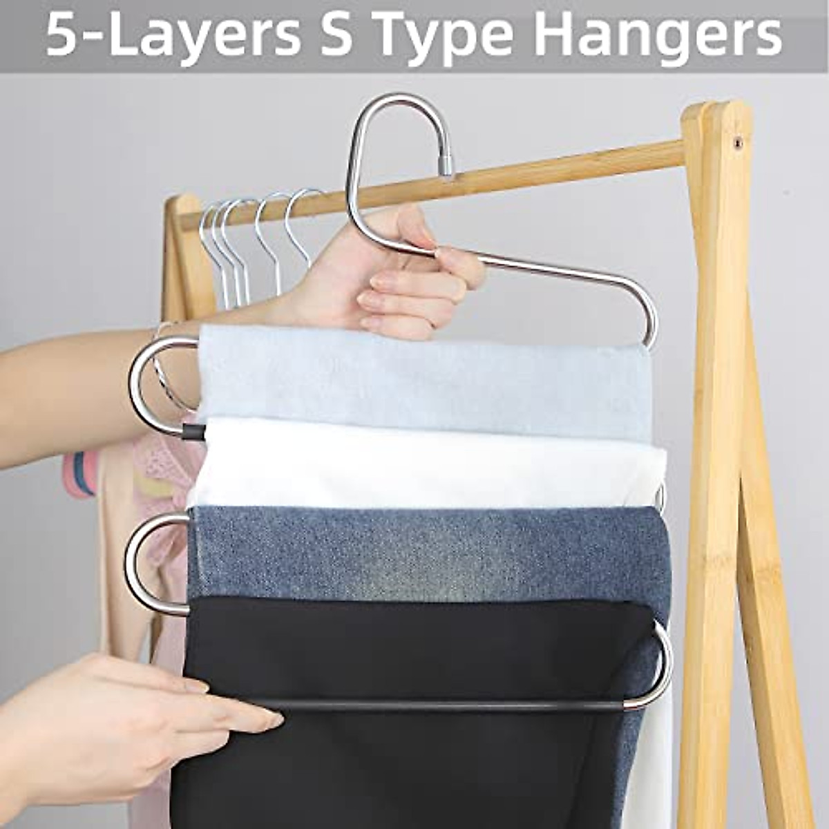 Pant Hangers Space Saving - 10 Pcs Black Pants Hangers S Hangers for Jeans Hangers for Closet