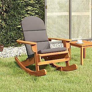 Youuihom Adirondack Rocking Chair Garden Chair Deck Chair Lawn Furniture Conversation Chair with Cushions Solid Wood Acacia Suitable for Balcony, Garden, Patio, Beach, Lawn
