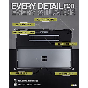 Eco Rugged Cases Black Microsoft Surface Pro 7+ / Pro 7 / Pro 6 / Pro 5 / Pro 4 Case Rugged Tablet Case with Handstrap and Built-In Stylus Pen Holder and Kickstand Made with 100 percent Recyclable TPU
